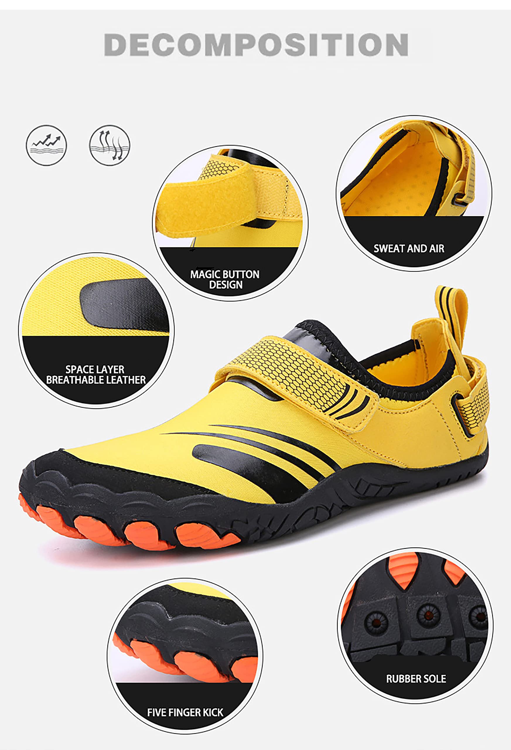 Aeefnuie Wading Shoes Men Women Sports Hiking Shoes Beach Shoes Quick Drying Barefoot Water Shoes Running Fitness Shoes 44