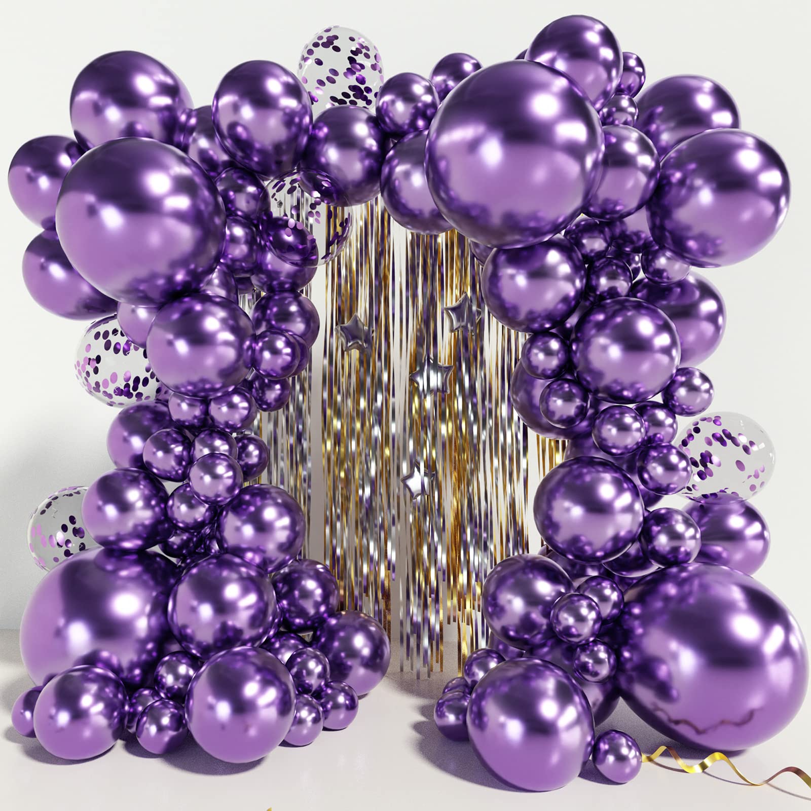 Metallic Purple Balloon Different Sizes 110 Pcs 18 12 10 5 Inch Chrome Balloon Garland Arch Kit Confetti Balloons Purple Party Balloons for Halloween Graduation Baby Shower Birthday Party Decorations