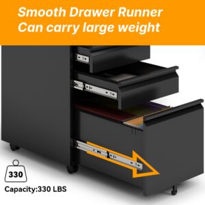 LONTENG 3 Drawer Storage Mobile File CABINETS Under Desk, for Legal & Letter File Anti-tilt Design with Lock Under Desk Office Drawers Fully Assembled