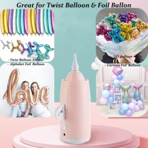 Electric Magic Balloon Pump, Electric Air Inflator Party Air Blower Pump with 1 Nozzle 1 Balloon Cutter and 10 Pcs Long Balloons,Great for Twisty Curly Balloon, Foil Balloons (Pink)