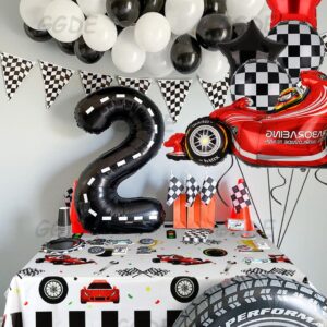 Race Car Balloons Tire Balloon Car Wheel Balloons Baby Shower Kids Two Fast Speedy Race Car Themed Birthday Party Decor Supplies 5 Pcs Kit