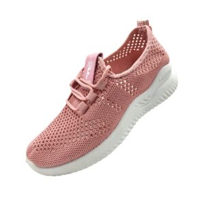 Hohxil Womens Sneakers Mesh Workout Running Walking Fashion Sneakers Lightweight Breathable Non Slip Gym Comfort Casual Memory Foam Tennis Jogging Shoes for Women Pink