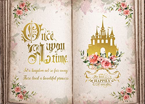 Avezano Once Upon a Time Backdrop Fairy Tale Birthday Party Background Old Opening Story Book Ancient Castle Wedding Baby Shower Birthday Party Decorations Banner Props(7x5ft)