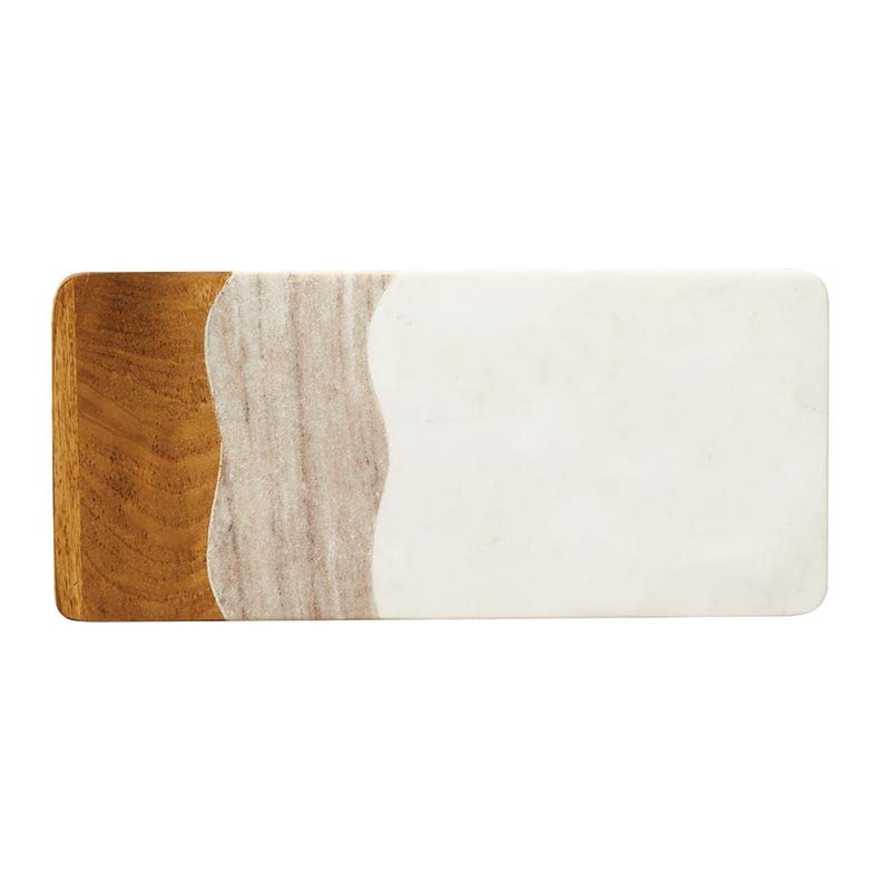 Santa Barbara Design Studio Face to Face Collection Serving Trays Hand Crafted Charcuterie Board, Medium, Marble & Wood