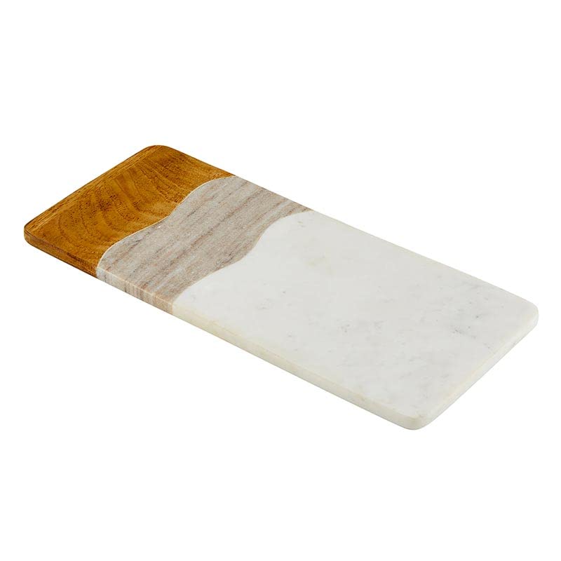 Santa Barbara Design Studio Face to Face Collection Serving Trays Hand Crafted Charcuterie Board, Medium, Marble & Wood