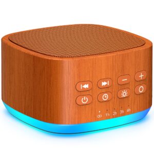 magicteam white noise machine 10 colors lights and 25 soothing sounds sleep sound machine with 5 timers with memory feature portable sound machine for baby adults. (wood)