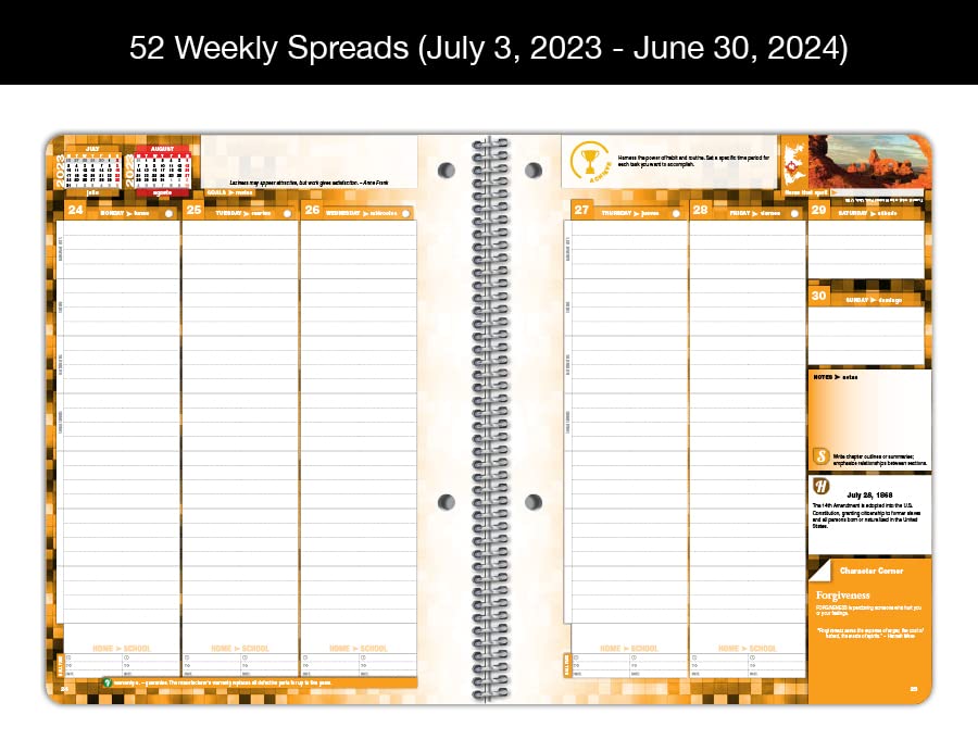 Dated Middle High School Student Planner 2023-2024 Academic School Year, ‎Medium (6.75" by 9") Matrix Style Datebook with Boulder Cover