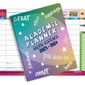 Dated Bilingual Elementary Student Planner for the 2023-2024 Academic School Year, Large (8.5" by 11") Matrix Style Datebook with Classic Bilingual Elementary Matrix Cover