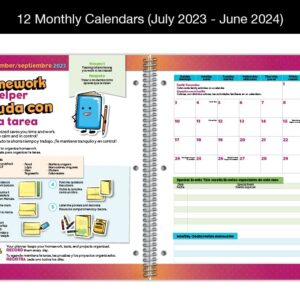 Dated Bilingual Elementary Student Planner for the 2023-2024 Academic School Year, Large (8.5" by 11") Matrix Style Datebook with Classic Bilingual Elementary Matrix Cover