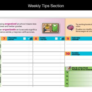 Dated Bilingual Elementary Student Planner for the 2023-2024 Academic School Year, Large (8.5" by 11") Matrix Style Datebook with Classic Bilingual Elementary Matrix Cover