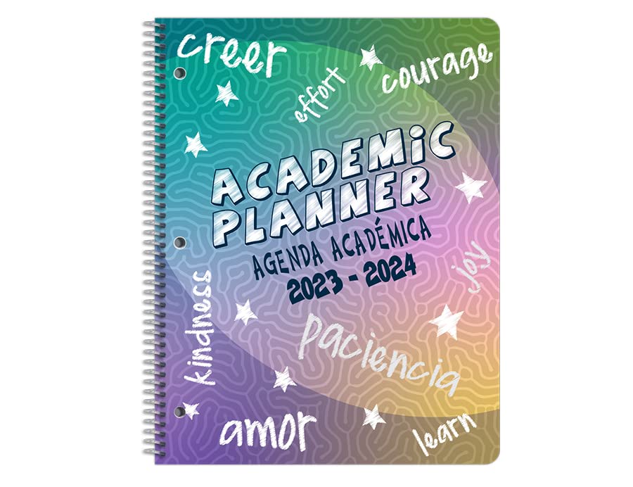 Dated Bilingual Elementary Student Planner for the 2023-2024 Academic School Year, Large (8.5" by 11") Matrix Style Datebook with Classic Bilingual Elementary Matrix Cover