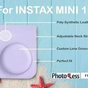 FUJIFILM INSTAX Mini 12 Instant Film Camera (Lilac Purple) Bundle with Fuji Instax Instant Film Single Pack, 10 Prints | Protective Case Purple | Photo Album Purple | Travel Stickers (6 Items)