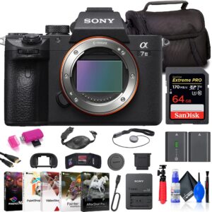 sony a7 iii mirrorless camera (ilce7m3/b) + 64gb memory card + bag + np-fz100 compatible battery + card reader + corel photo software + flex tripod + hand strap + memory wallet + more (renewed)