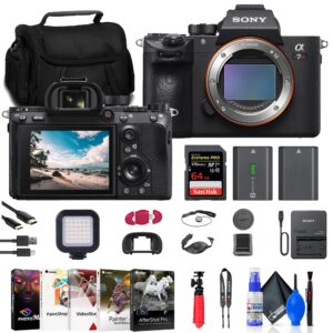 sony a7r iiia mirrorless camera (ilce7rm3a/b) + 64gb memory card + bag + np-fz100 compatible battery + card reader + corel photo software + hdmi cable + flex tripod + hand strap + more (renewed)