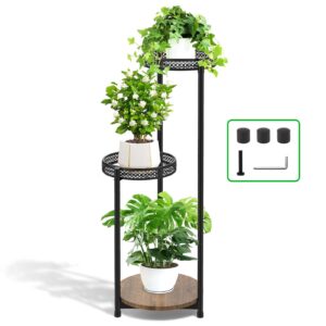 oppro plant stand indoor outdoor clearance, 3 tier metal corner plant stands shelf holder, tierd stand flower shelf display rack for living room balcony garden patio, black