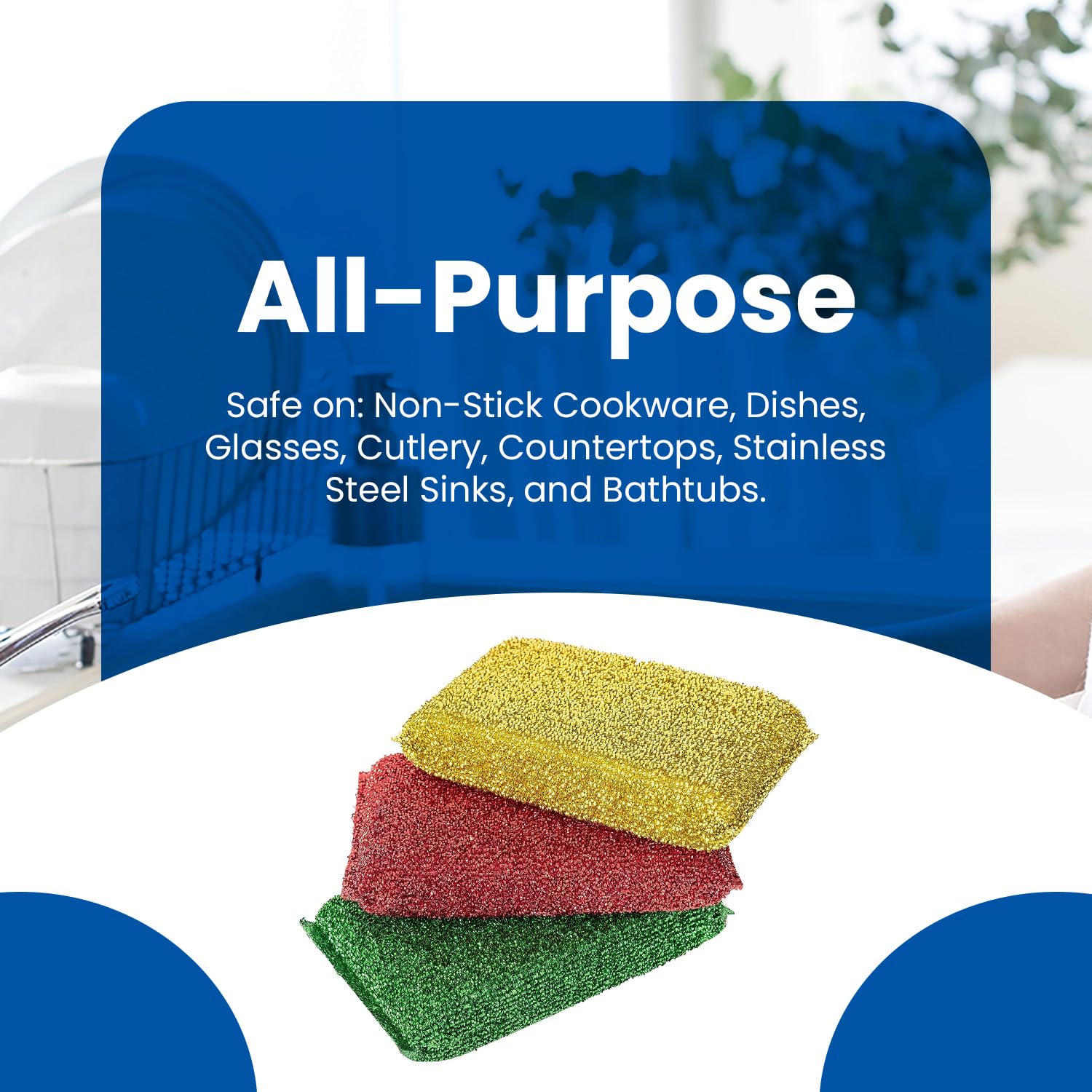 LEEFA 3-Pack Dish Scrubber Sponges - Heavy Duty for All Purpose Cleaning - Soft and Quick 100% Non-Scratch - Large Foam Sponge Set for Easy Lathering - Sponges for Cleaning Kitchen and Household