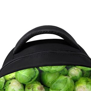 HURPAN Green Brussel Sprout Vegetables Laptop Backpack Casual Travel Daypack for Men Women,Shoulder Bag School Bookbag For Boys Girls