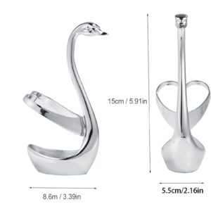 Swan Shaped Stainless Steel Spoon Holder Fork Spoon Stand Holder Kitchen Coffee Utensils Tableware Set for Home Business Wedding Gift Hotel(Heart-shaped)