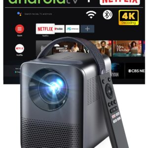 ETOE Smart Projector 1080P with Android TV 10.0, Netflix-Certified, 5G WiFi Bluetooth, Wireless Chromecast, Movie Projector Compatible with iOS/Android/HDMI/Fire TV stick - D2 Pro