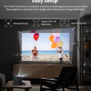 ETOE Smart Projector 1080P with Android TV 10.0, Netflix-Certified, 5G WiFi Bluetooth, Wireless Chromecast, Movie Projector Compatible with iOS/Android/HDMI/Fire TV stick - D2 Pro