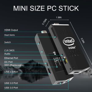 AIOEXPC Mini PC Stick Intel Celeron N4020 2.8GHz Windows 11 Pro 8GB DDR4 128GB SSD Mini Compute Stick Support 4K HDMI, 2.4G/5.0G WiFi, Gigabit Ethernet, Cooling System, Bluetooth 4.2, USB 3.0