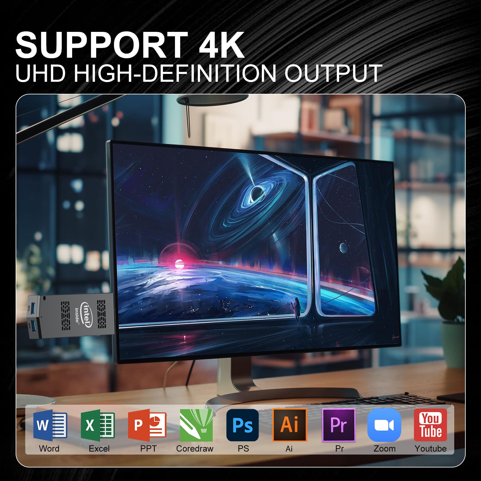 AIOEXPC Mini PC Stick Intel Celeron N4020 2.8GHz Windows 11 Pro 8GB DDR4 128GB SSD Mini Compute Stick Support 4K HDMI, 2.4G/5.0G WiFi, Gigabit Ethernet, Cooling System, Bluetooth 4.2, USB 3.0