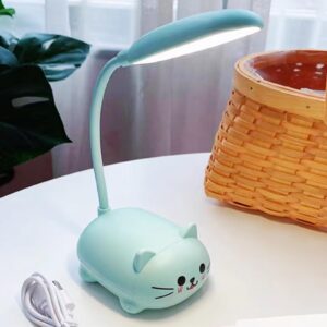 yinhamnl led desk lamp，mini cat night light, portable led table light, cute foldable usb rechargeable reading light bedroom children's bedside study (blue)