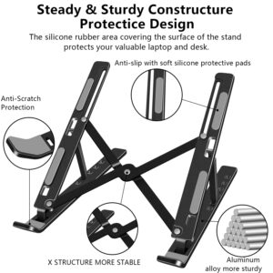 FOBELEC Laptop Stand, Adjustable Ergonomic Portable Aluminum Laptop Holder, Foldable Computer Stand 6 Angles Anti-Slip Laptop Riser Compatible with 4-17 inch Laptops