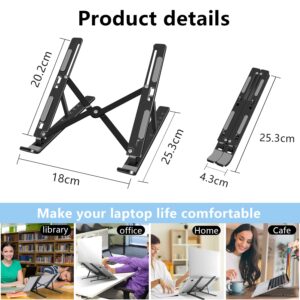 FOBELEC Laptop Stand, Adjustable Ergonomic Portable Aluminum Laptop Holder, Foldable Computer Stand 6 Angles Anti-Slip Laptop Riser Compatible with 4-17 inch Laptops