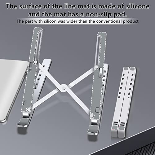 FOBELEC Laptop Stand, Aluminum Full Coverage Non-Slip Rubber Adjustable Ergonomic Portable Laptop Holder, Foldable Computer Stand 6 Angles Anti-Slip Laptop Riser Compatible with 4-17 inch Laptops