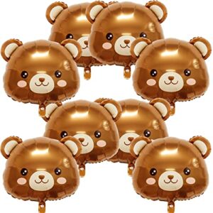 8pcs bear balloon farm animal balloons, cute bear shaped brown balloons foil balloons for baby shower decorations animal birthday party jungle theme party decoration, birthday party decor supplies