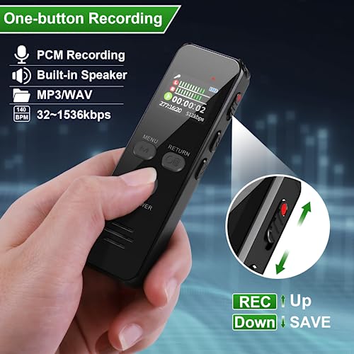 Howabo 60H Digital Voice Recorder, 64GB Metal Housing Audio Recorder, USB C Voice Activated Recorder for Lectures Meeting Class Interview