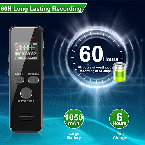 Howabo 60H Digital Voice Recorder, 64GB Metal Housing Audio Recorder, USB C Voice Activated Recorder for Lectures Meeting Class Interview