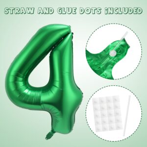 40 Inch Dark Green Number 4 Dinosaur Balloon, Aluminum Foil Large Number Balloon Green Balloon Cute Dinosaur Balloon for Birthday Party Anniversary Celebration Decoration