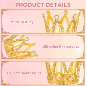 15 Pieces Gold Crown Cake Topper, UBTKEY Mini Crown for Flower Arrangements Bouquets, Small Tiara Crown Cake Topper for Birthday Wedding Party Favors (3 Styles)