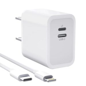 usb c charger for iphone 15/15 pro/15 pro max, updated dual port wall charger power adapter with lightning cable, universal travel charger for iphone, samsung galaxy, google pixel, lg and more