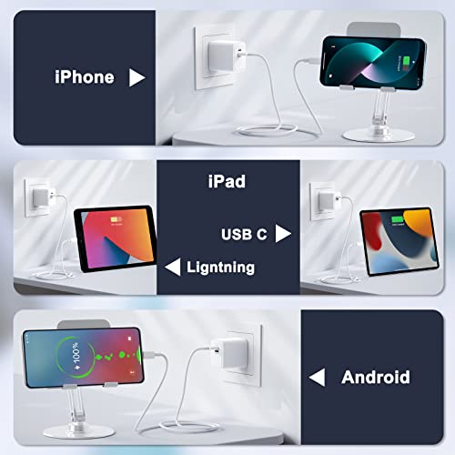 USB C Charger for iPhone 15/15 Pro/15 Pro Max, Updated Dual Port Wall Charger Power Adapter with Lightning Cable, Universal Travel Charger for iPhone, Samsung Galaxy, Google Pixel, LG and More