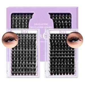 lash clusters 208 pcs cluster lashes individual lashes b05+b06 eyelash extensions 10-18mm diy lash extensions d curl volume wispy soft comfortable band false lashes (d-10-18mix)