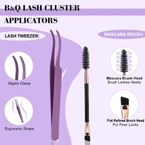 B&Q Lash Extension Kit 192 PCS Eyelash Extension Kit D Curl Lash Clusters Kit Wispy Individual Lash Kit DIY Lash Extension Kit with Lash Glue and Remover Applications (B05+B06, Kit)