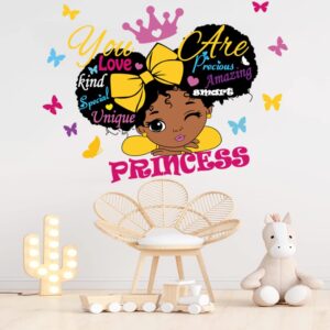 Black Girl Wall Decals for Girls Bedroom Religious Butterfly Wall Art Sticker Inspirational Quotes You are Beautiful Nursery Wall Sticker for Kid Room Bedroom Playroom Living Room Home Decor.