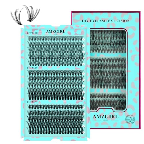 AMZGIRL LASH Diy Individual Lashes Cluster 300pcs Lash Clusters Eyelash Extensions At Home Soft Natural Eyelashes Clusters mixed Tray Faux Mink Lash (3 Styles-D Curl,10-18mm Mixed)