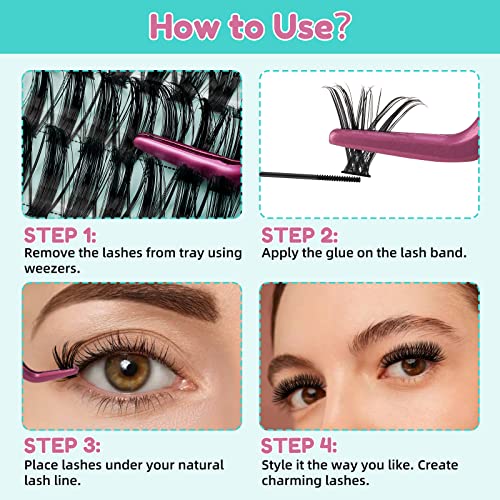 AMZGIRL LASH Diy Individual Lashes Cluster 300pcs Lash Clusters Eyelash Extensions At Home Soft Natural Eyelashes Clusters mixed Tray Faux Mink Lash (3 Styles-D Curl,10-18mm Mixed)