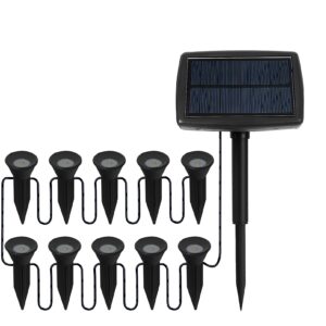 luwint solar pathway ground lights, waterproof led solar garden landscape lighting outdoor spotlights, 10 pack tiny lights in 1 solar powered panel