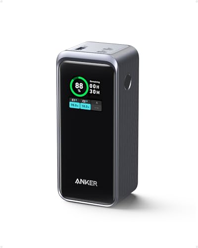 Anker Prime Power Bank, 20,000mAh Portable Charger with 200W Output, Smart Digital Display, 2 USB-C and 1 USB-A Port Compatible with iPhone 15/14/13 Series, Samsung, MacBook, Dell, and More