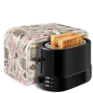 Talayituse Coffee Theme 4 Slice Toaster Covers Dust Protection Bread Maker Covers Toaster Oven Cloth Cover Kitchen Accessories Washable Appliance Cover