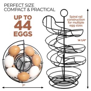 Fresh Egg Holder Countertop, Egg Skelter, Spiral Egg Holder with Storage Basket, Chicken Egg Holder, Large Capacity Egg Storage for Kitchen, Holds Up to 3 Dozen Eggs