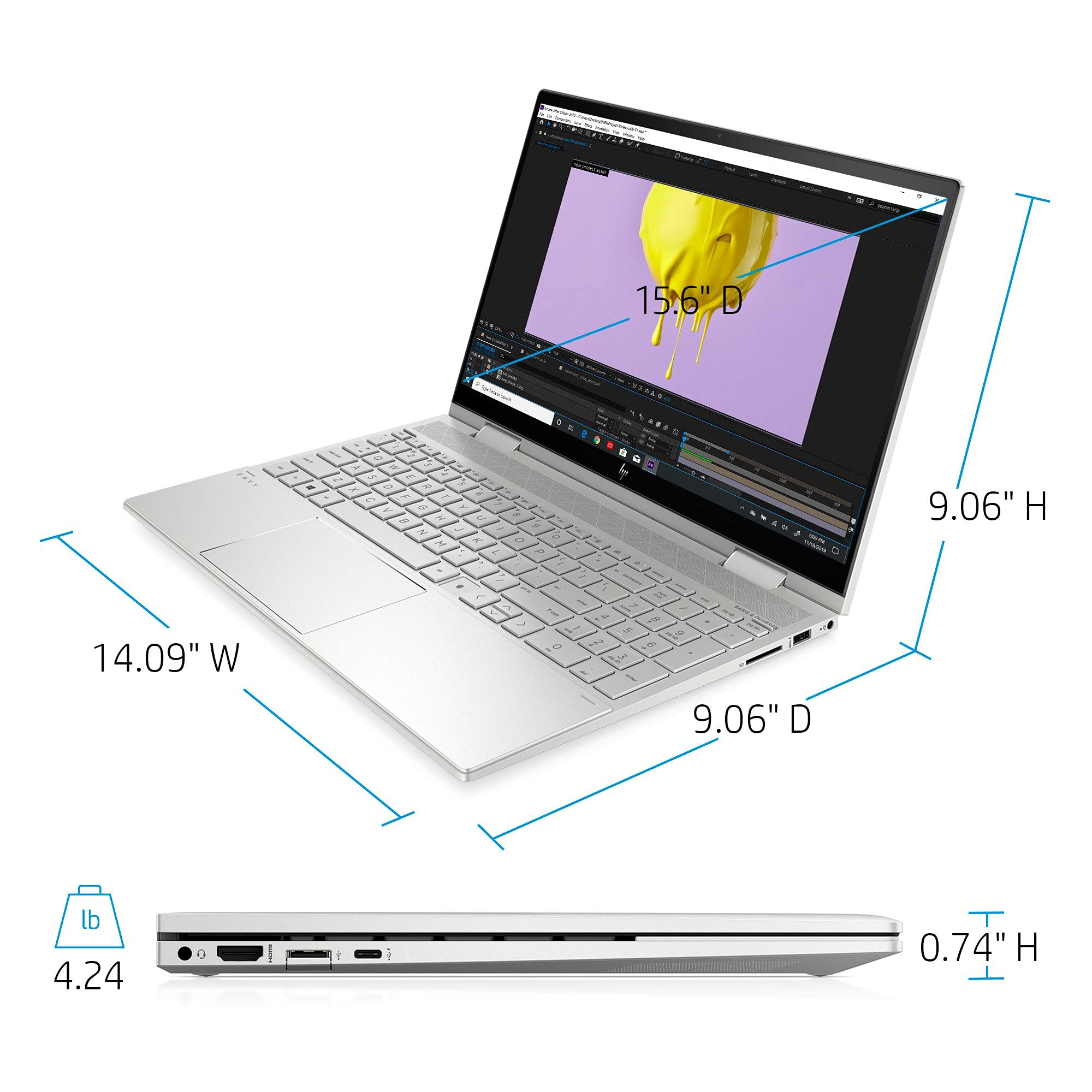 HP Newest Envy x360 Convert 15.6" FHD IPS Touchscreen Premium 2-in-1 Laptop, 11th Gen Intel Quad-Core i5-1135G7, 32GB RAM, 512GB PCIe SSD, Backlit Keyboard, Fingerprint, Windows 10 Home + HDMI Cable