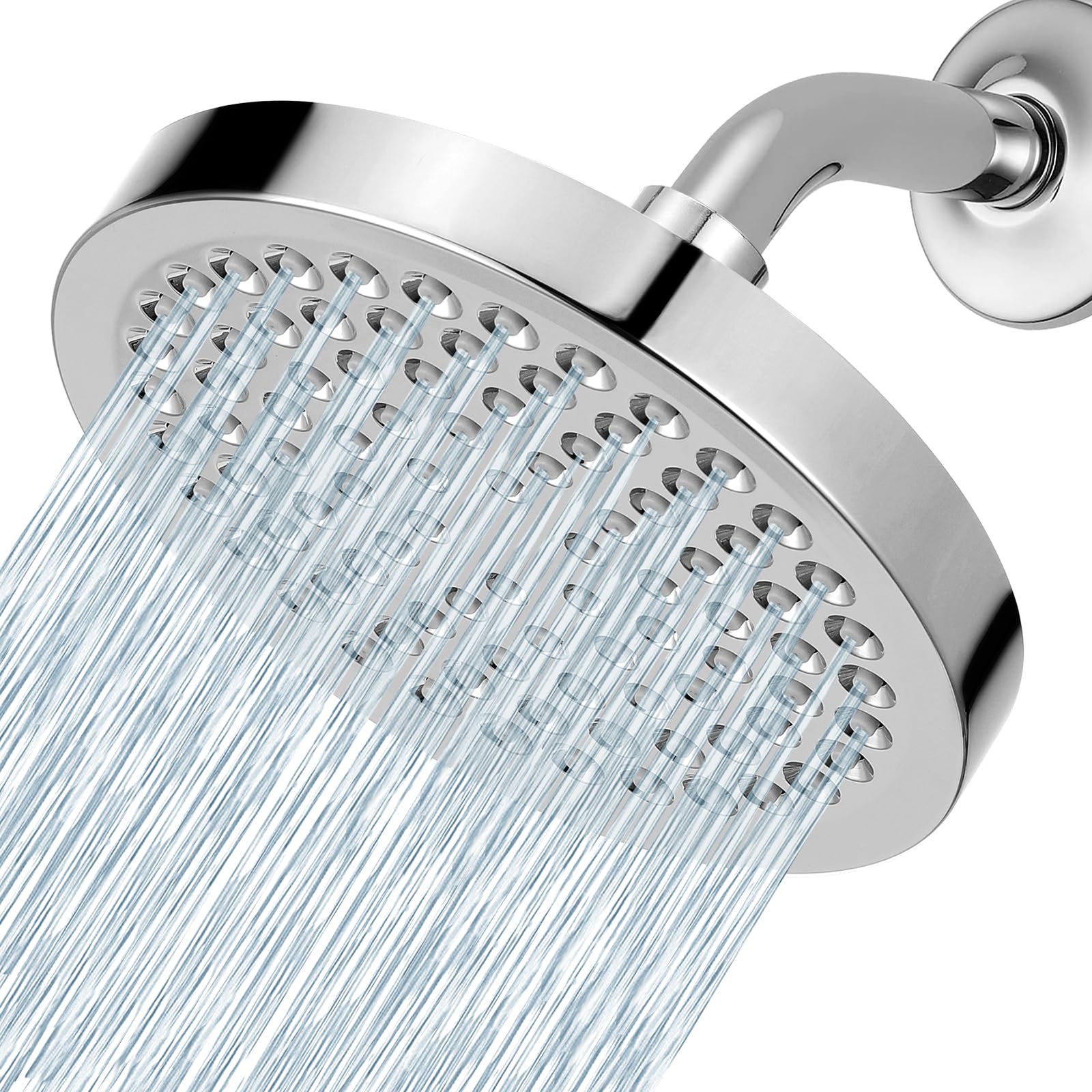 Voolan High Pressure Rain Shower Head - Luxury Modern Look - The Perfect Adjustable Replacement For Your Bathroom Showerhead - Comfortable Shower Experience Even at Low Water Flow (6“ Chrome)