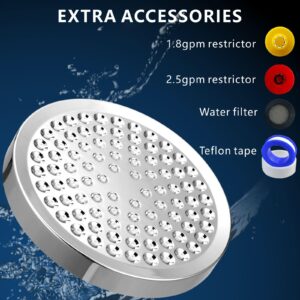 Voolan High Pressure Rain Shower Head - Luxury Modern Look - The Perfect Adjustable Replacement For Your Bathroom Showerhead - Comfortable Shower Experience Even at Low Water Flow (6“ Chrome)