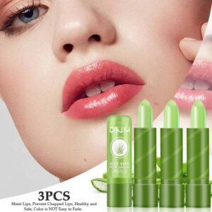 evpct 3Pcs Aloe Vera Tinted Lip Balms PH Lip Color Changing Lipstick Balm Stain Gift Set Queen for Women Girls Korean Mood Long Lasting Color Change Light Pink Lipstick Lip Tint Plumper Gloss